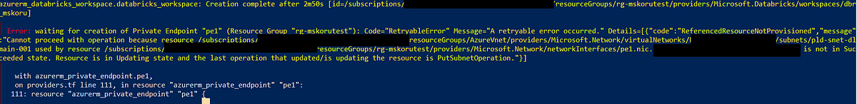Databricks workspace, azure storage private endpoints and terraform ...