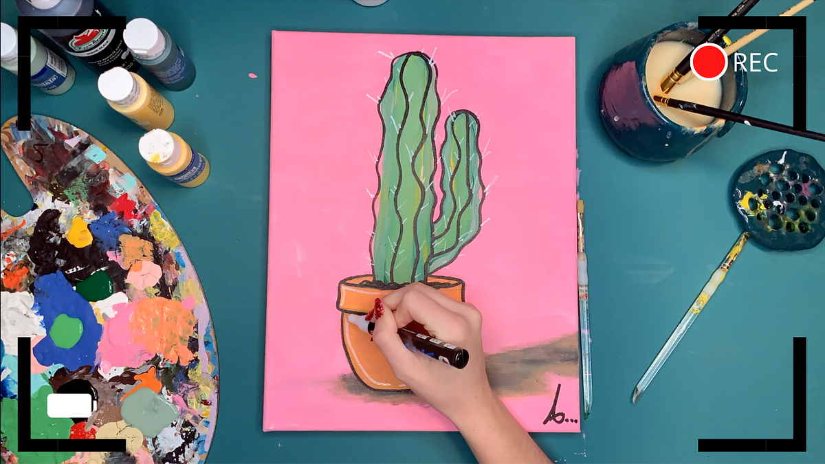 How To Paint A Cactus // For Beginner Artists //With Acrylic Paints ...