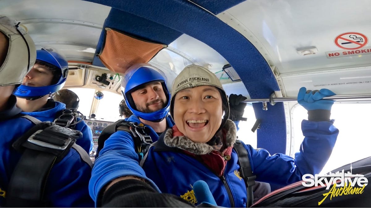 Angela Toh Takes the Leap of Faith: Skydiving Adventure in Auckland ...