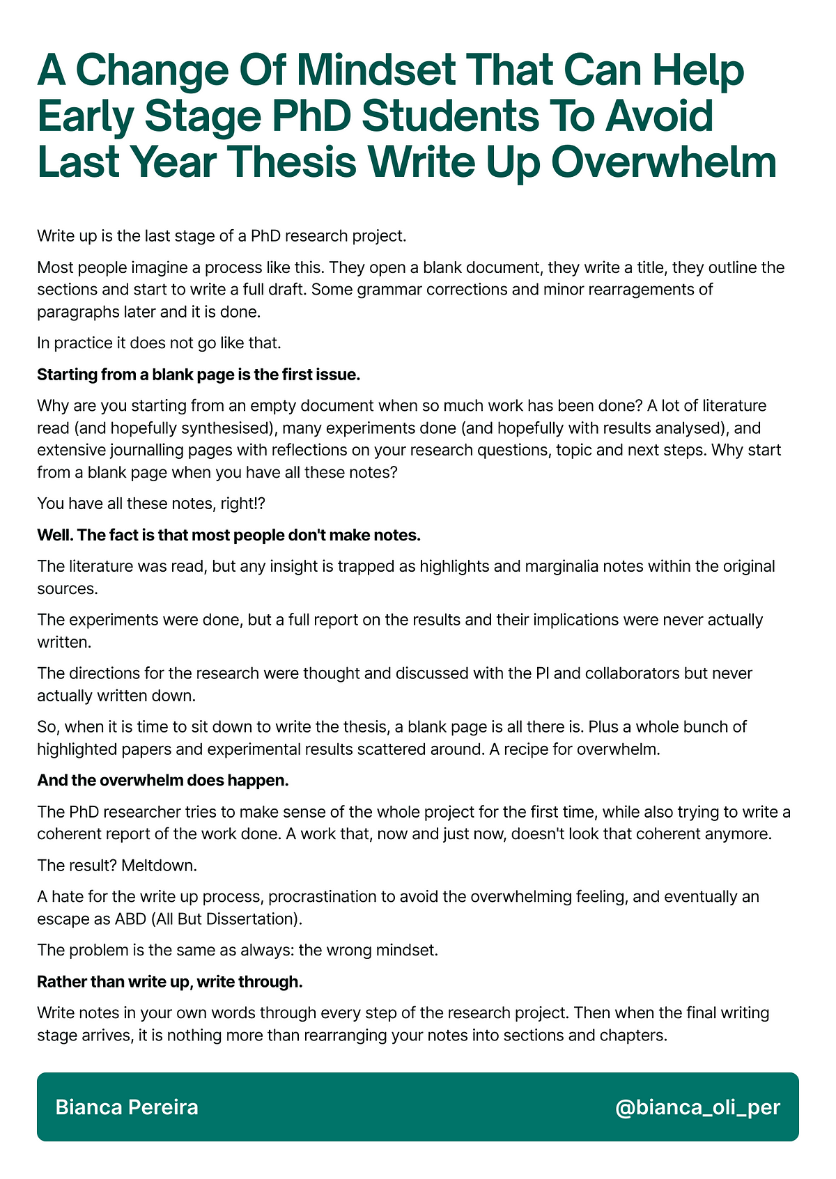 A Change Of Mindset That Can Help Early Stage PhD Students To Avoid ...