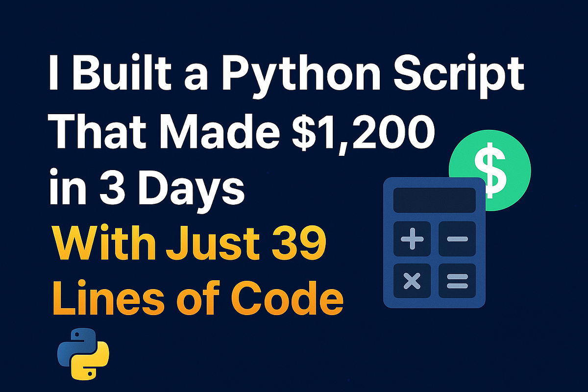 I Built a Python Script That Made $1,200 in 3 Days — With Just 39 Lines of Code | by Dr Abdullah ...