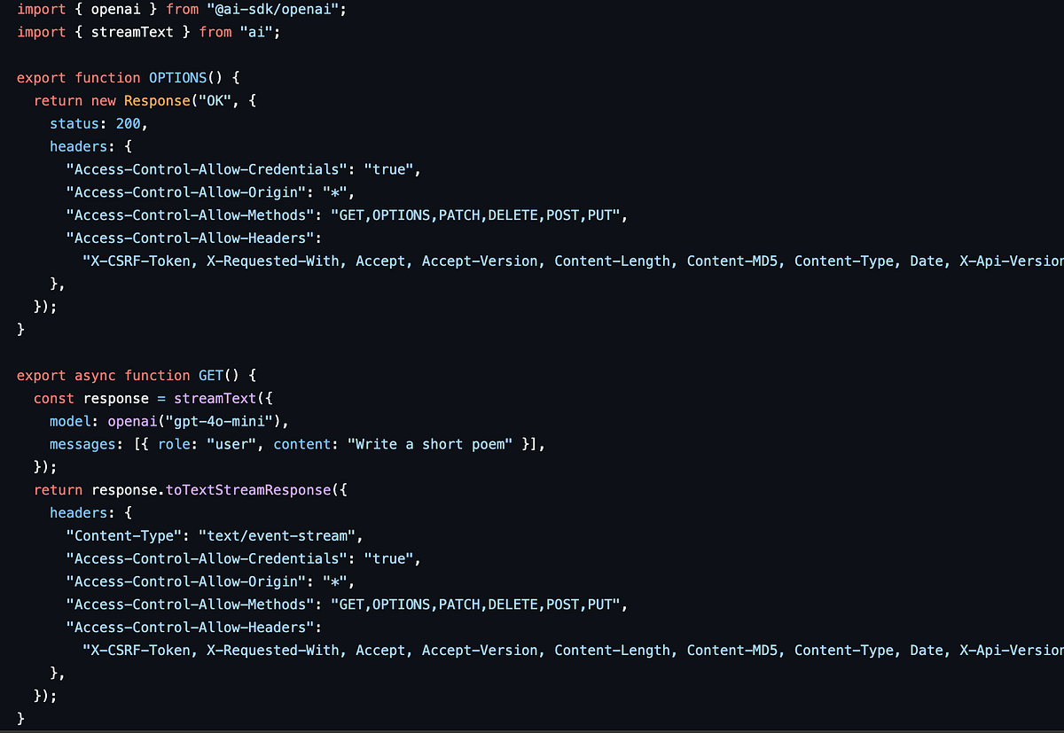 Vercel Function Streaming with CORS setup | by Samuel Karani | May, 2025 | Medium