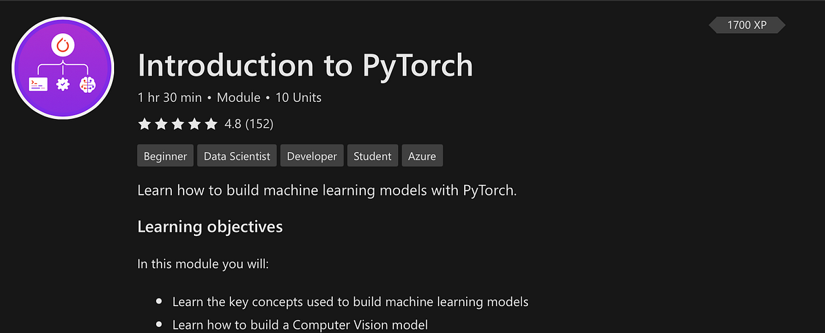 Learn PyTorch from Microsoft for free! | by Manpreet Singh | Medium