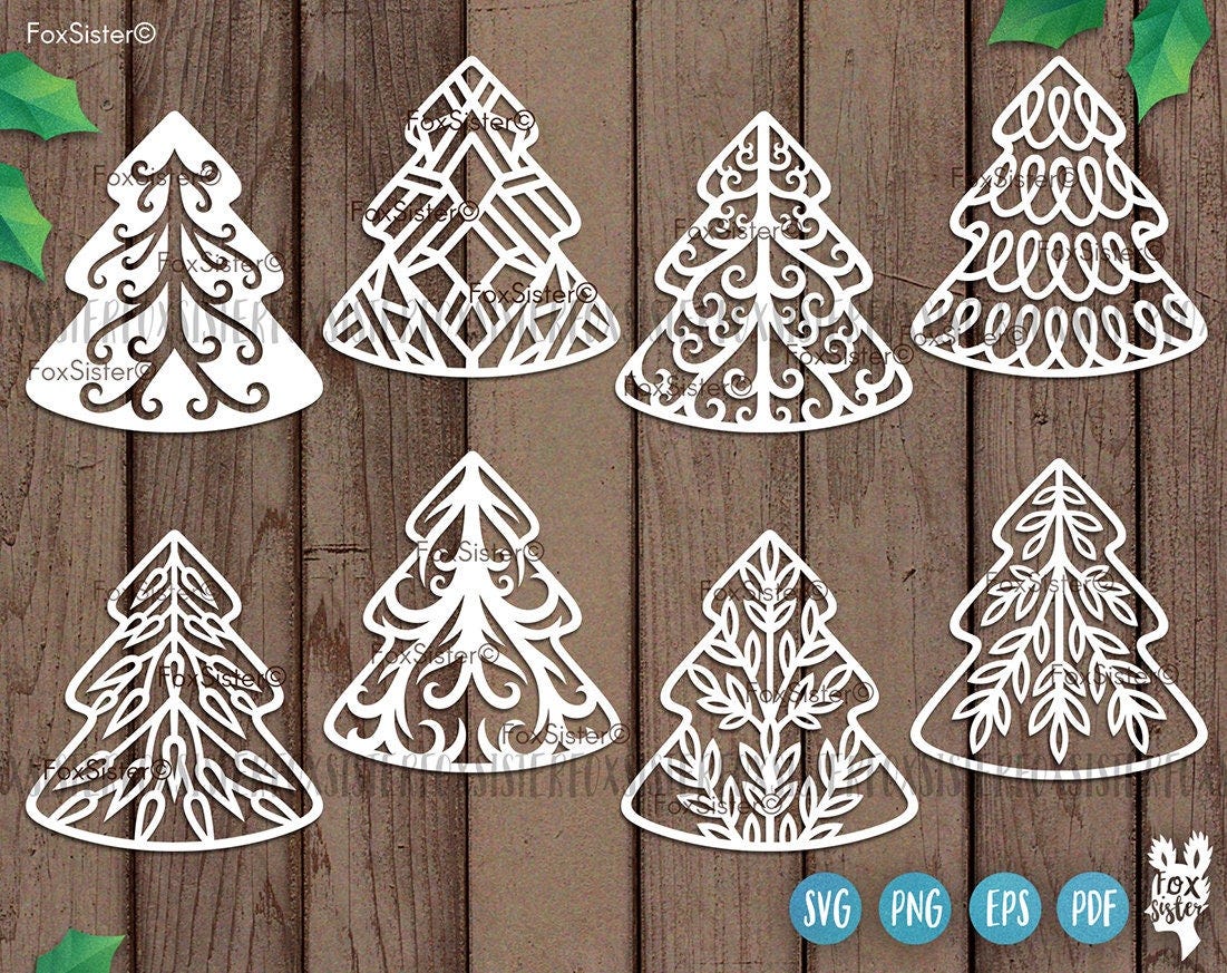 Christmas tree svg bundle cut file for Cricut and Silhouette, Pine hand ...