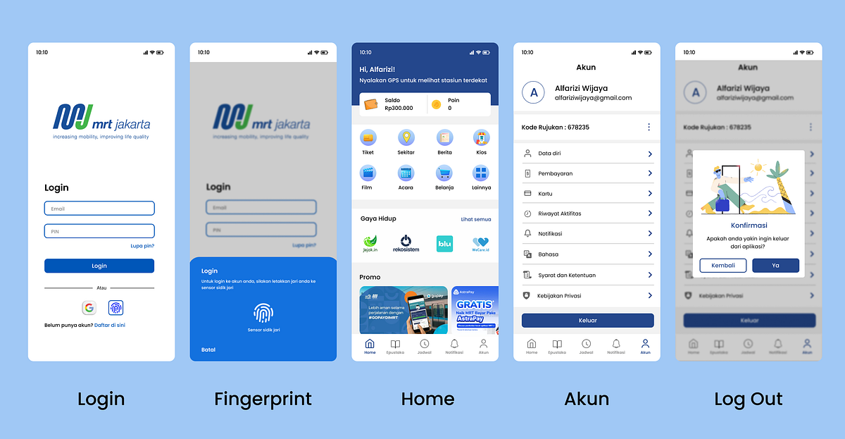 Studi Kasus UI/UX Design | Redesign halaman login, home dan pengaturan pada Aplikasi MRT-J | by ...