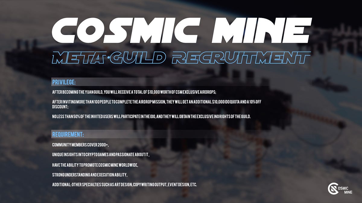 Cosmic Mine Meta·Guild Recruitment | by Cosmic Mine Official | Medium
