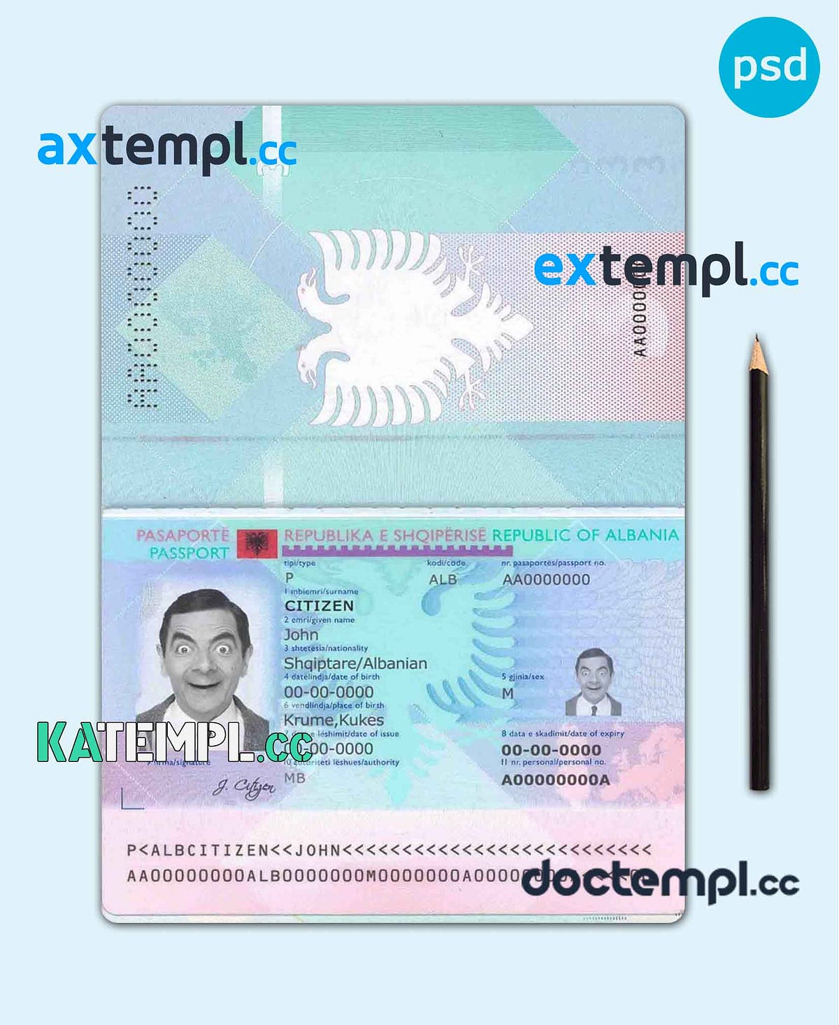 Albania passport template in PSD format | by Axtempl | Dec, 2023 | Medium