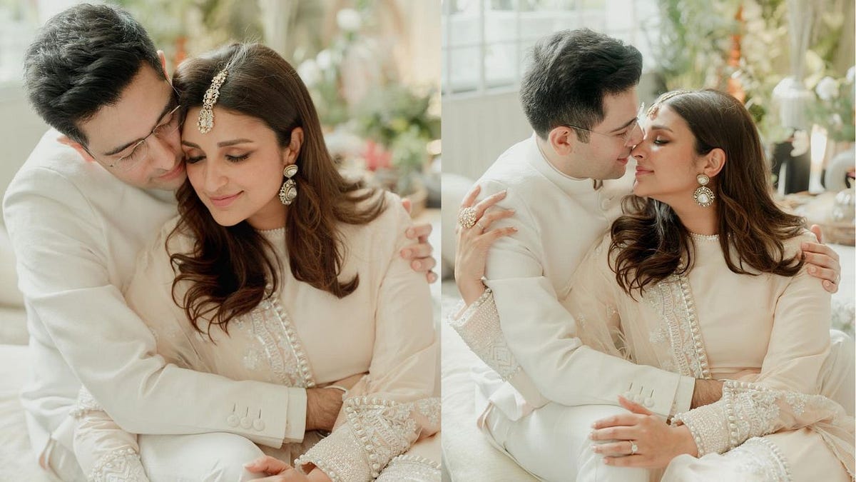 Raghav Chadha and Parineeti Chopra got engaged; the actress is seen wearing a big diamond ring ...