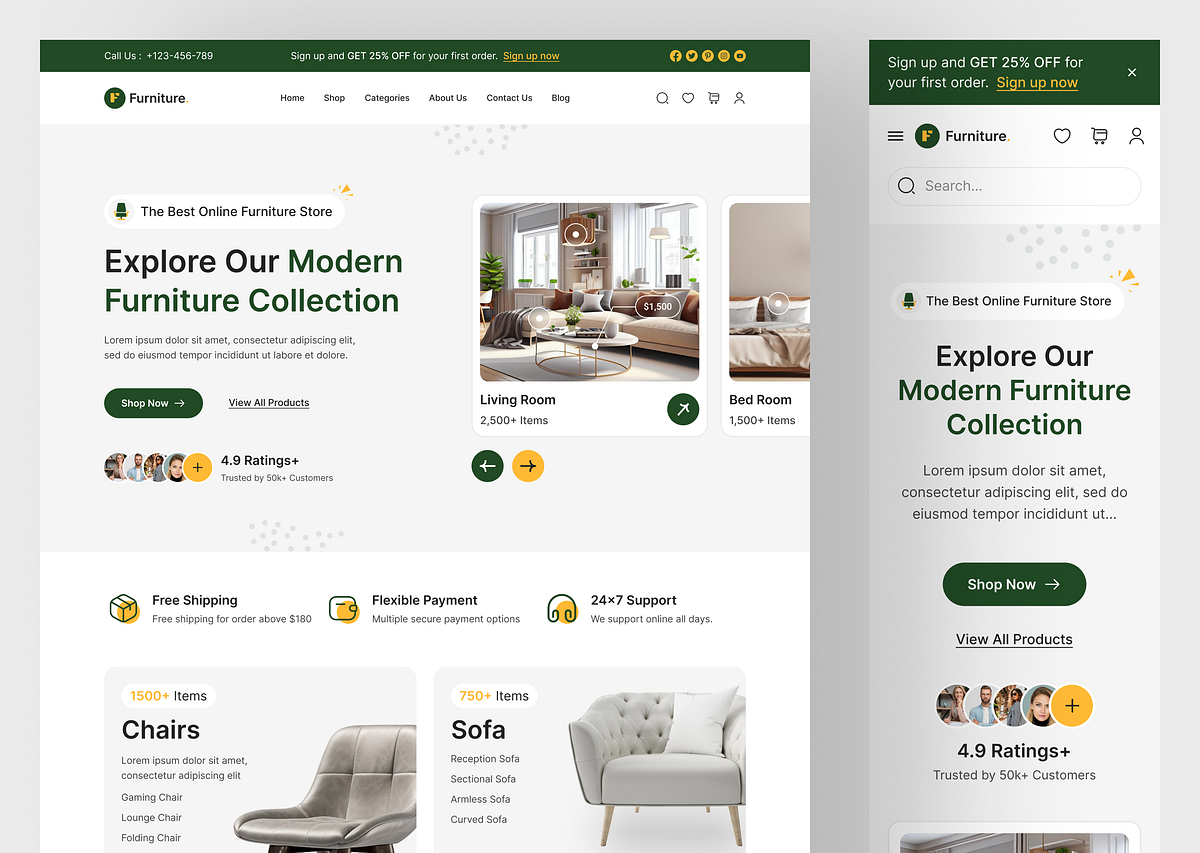 Furniture Ecommerce Store Website Figma UI Design | by Insightlancer ...