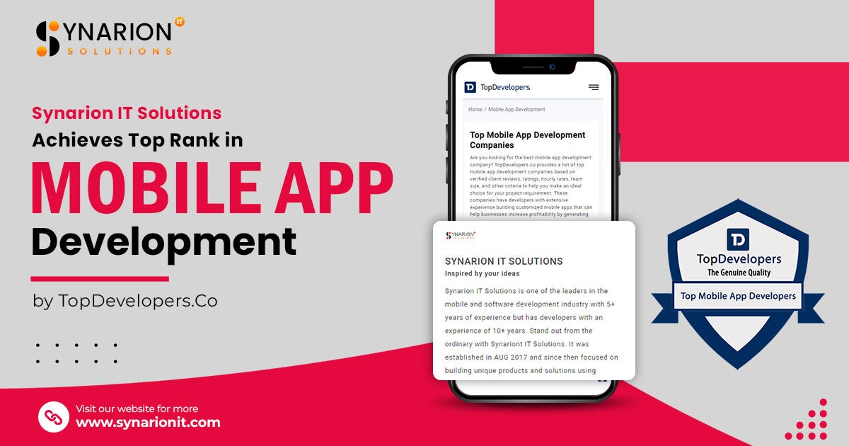 Synarion IT Solutions Achieves Top Rank in Mobile App Development by TopDevelopers.Co | by ...
