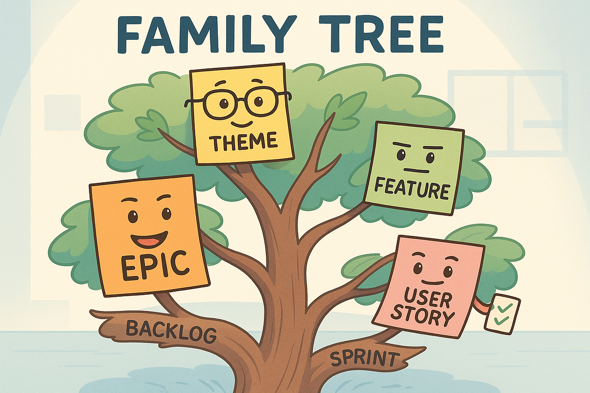 The Agile Family Tree: Theme, Epic, Feature and User Story Explained | by Simina F | Leadership ...