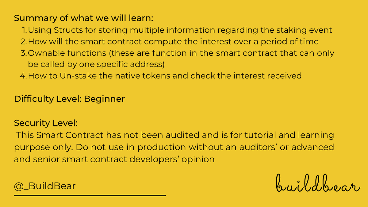 Creating a Staking Smart Contract with BuildBear | by Pari Tomar | BuildBear Labs | Medium