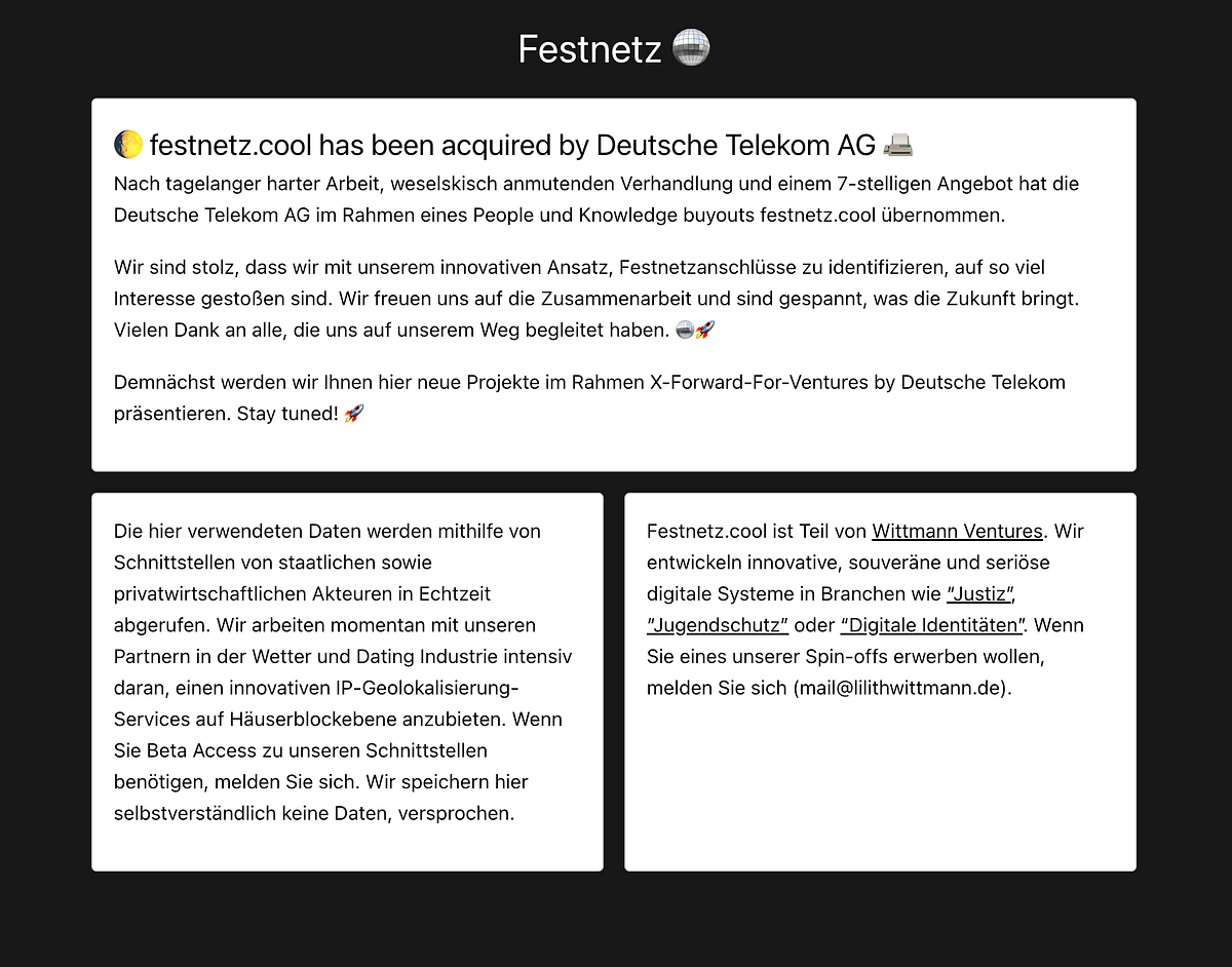 festnetz.cool got acquired by X-Forward-For-Ventures der Deutschen ...