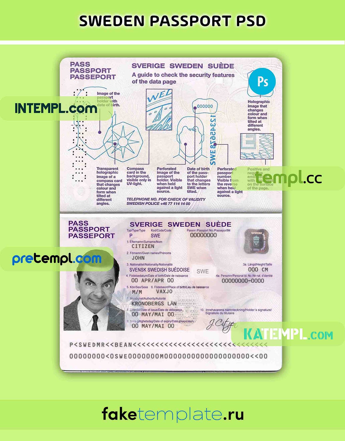 Sweden passport PSD download template | by Doctempl | Medium