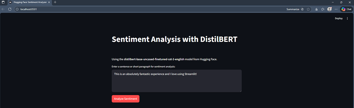 Build a Streamlit web application using distilbert-base-uncased ...