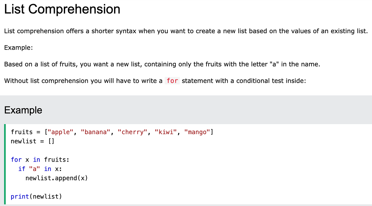 Self Study — List Comprehension W3school - Kenny Hin - Medium