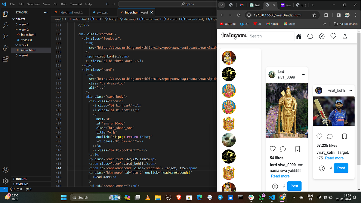 [Sparta Coding Club] Week 3. Recreating Instagram: My HTML, JS, and ...