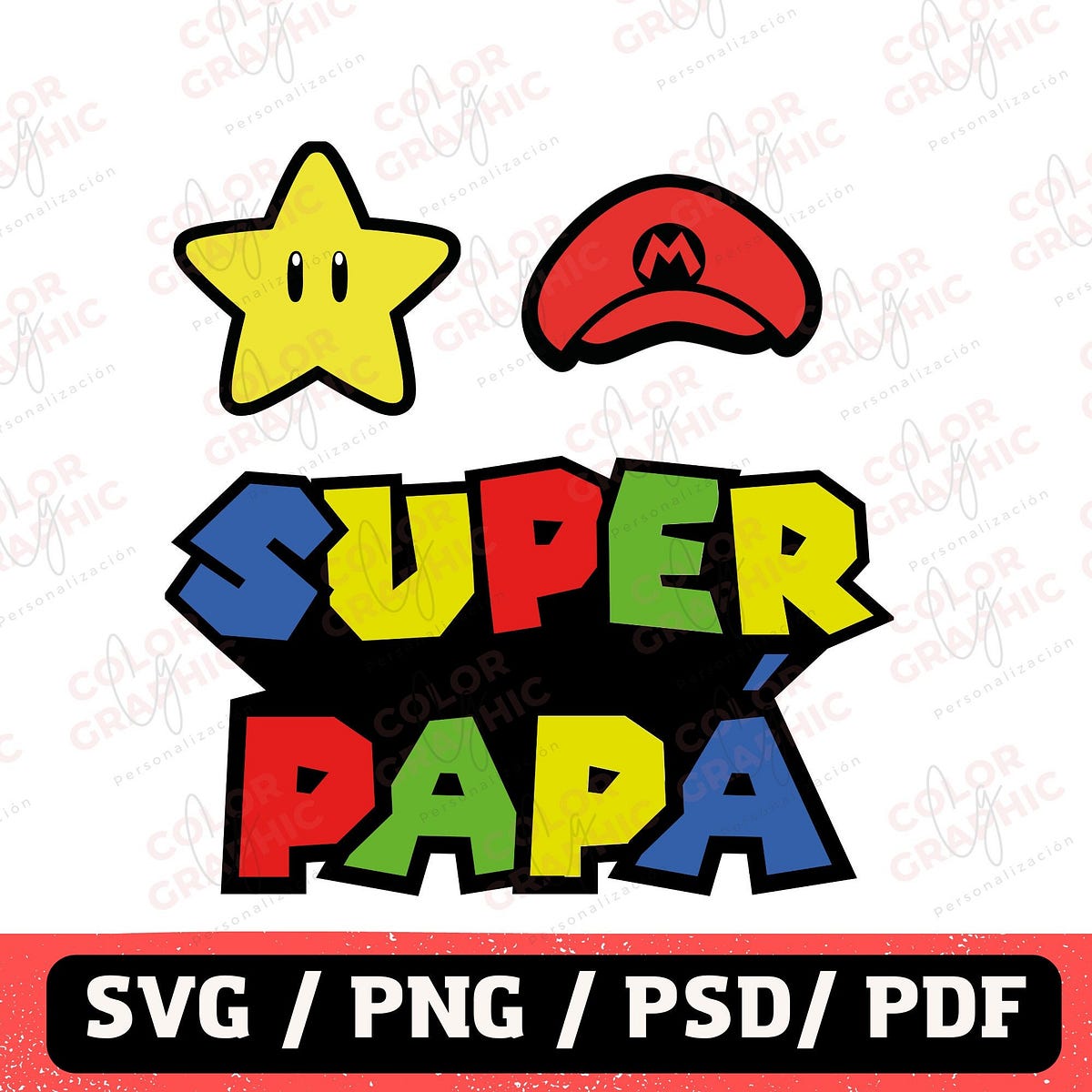Design Super Dad SVG super mario style, Super papa Svg, dad Svg, Files ...