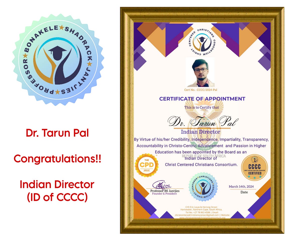 Dr. Tarun Pal Appointed Indian Director of CPD Christ Centered ...