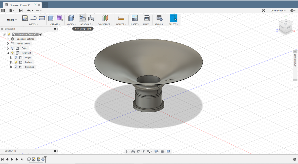 Speaker Cone Design (Part 1). by using Fusion 360 | by Oscar Lemus | Medium