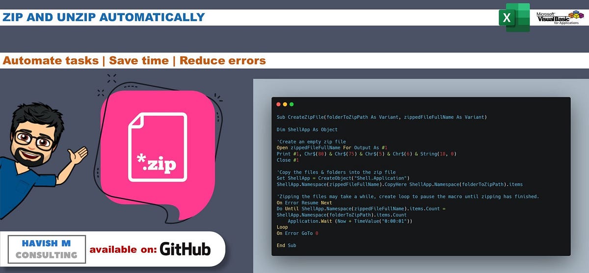 Zip and UnZip using VBA - HAVISH MADHVAPATY - Medium