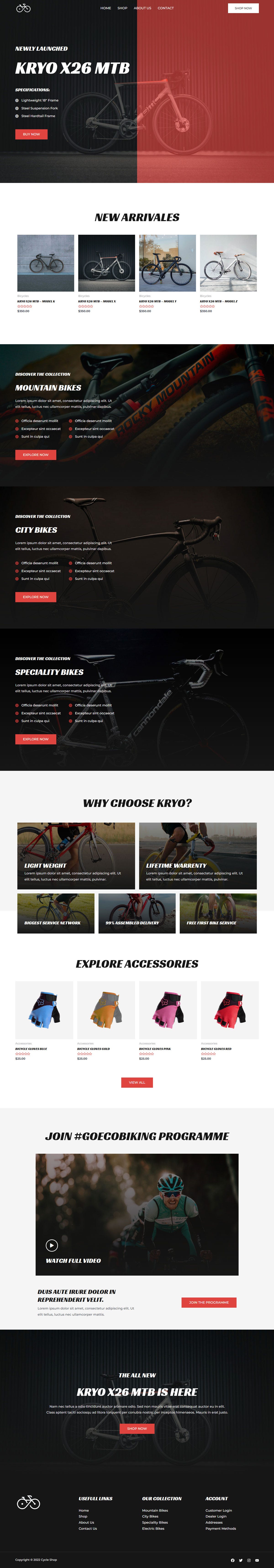 Cycle Shop WordPress Elementor Template Website Design portfolio - Site ...