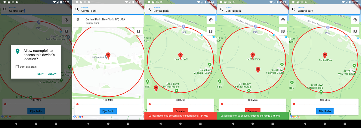 “Determinar si una localización se encuentra dentro del radio ...
