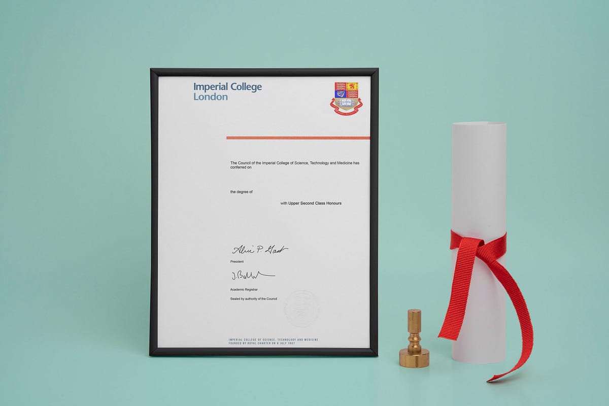 Worth of an Imperial College London Degree Certificate | by Sterling ...