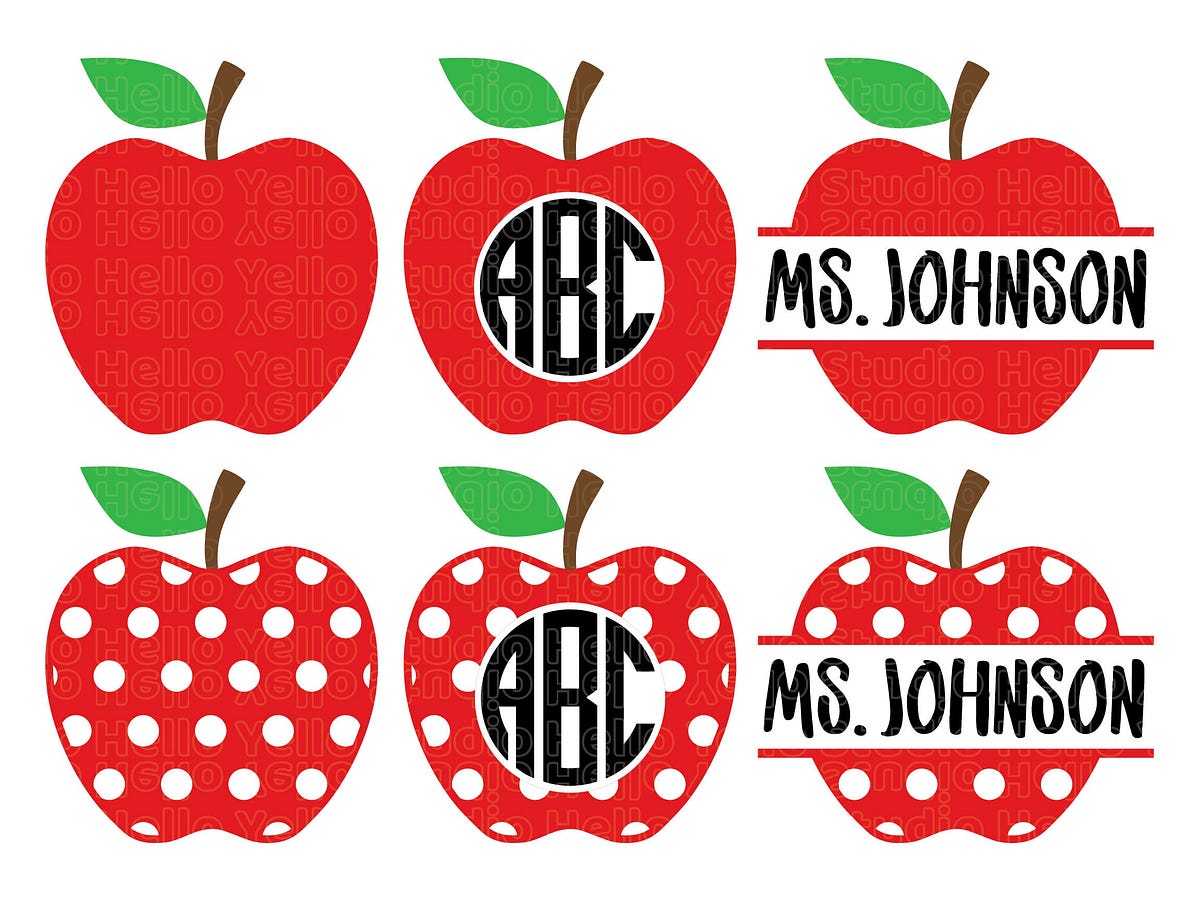 Apple Name Frame Svg Bundle, Apple Svg, Apple Clipart, Apple Monogram ...