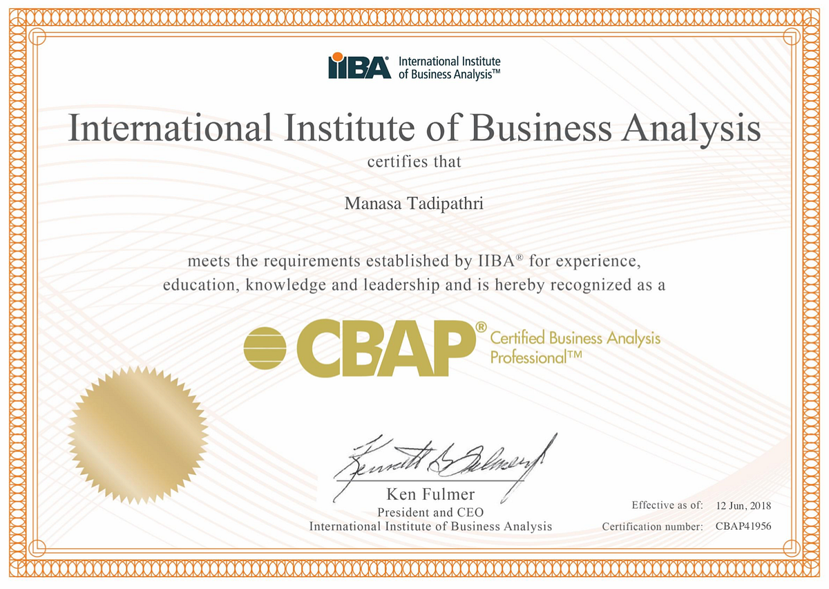 My CBAP Journey I Passed My Certified Business Analysis By Manasa