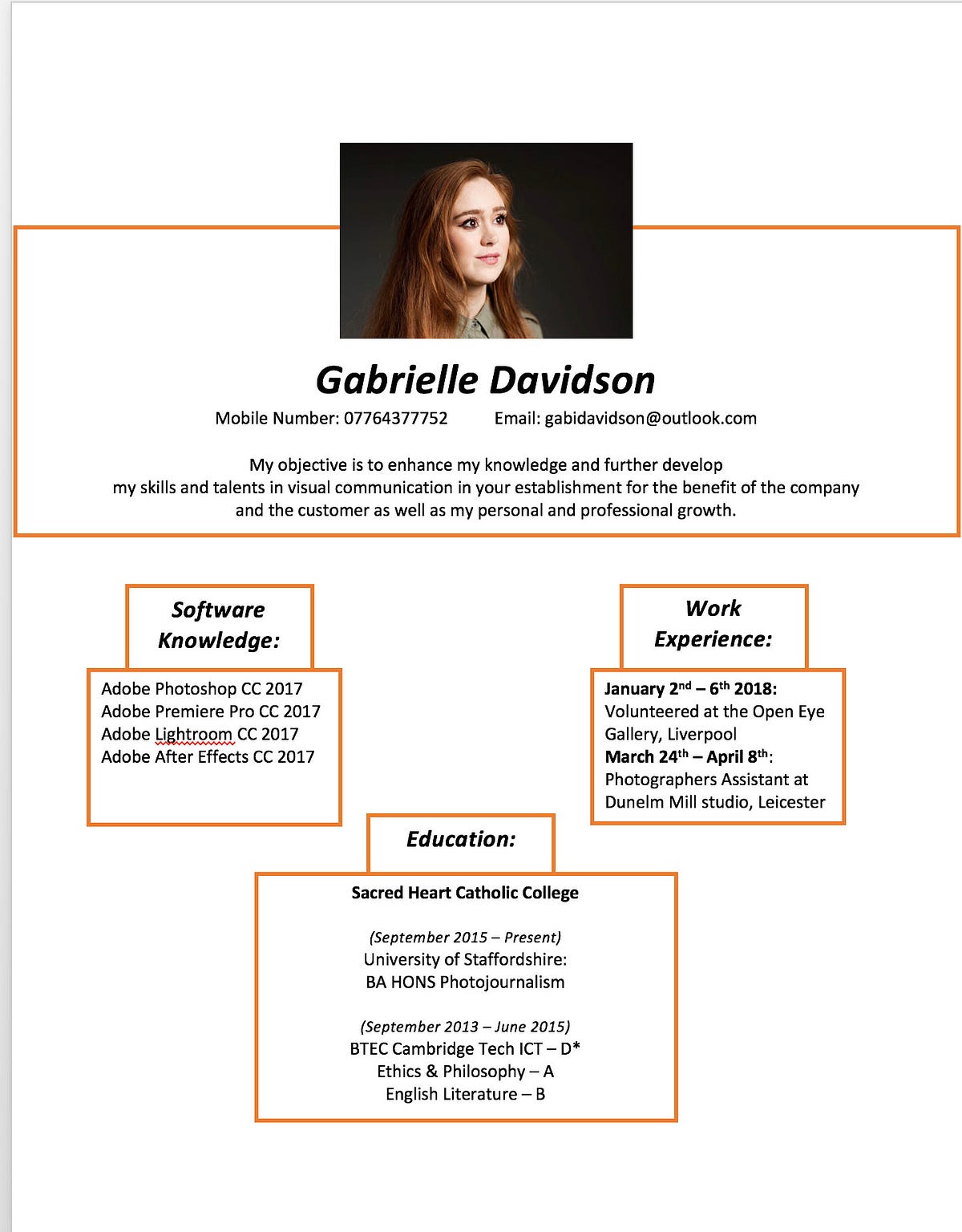 Creative CV | by Gabi Davidson Photo | Medium
