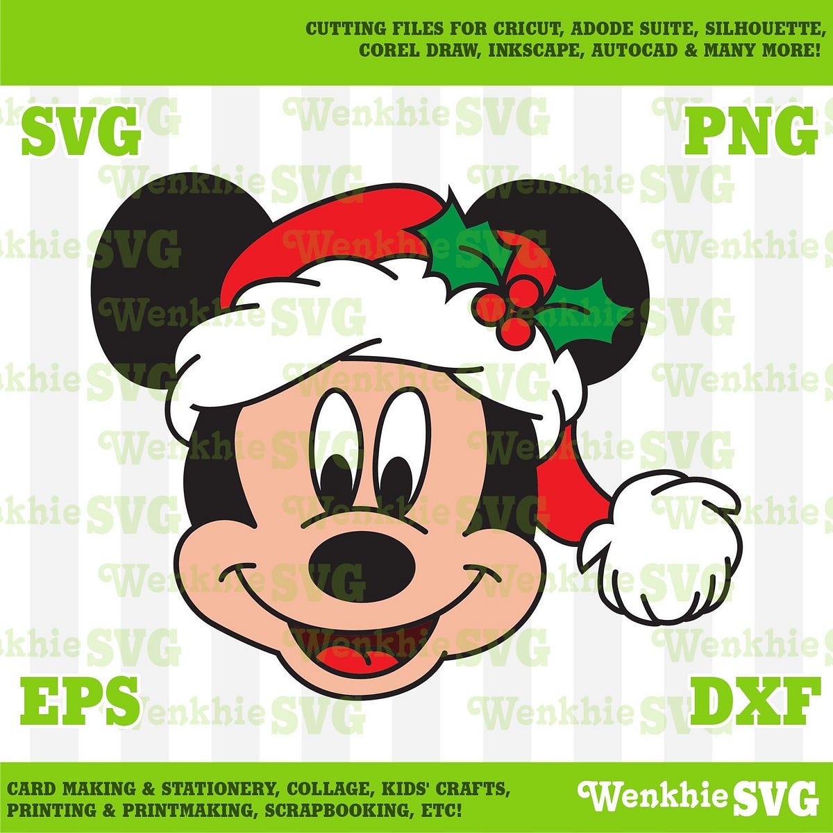 Mickey Santa Hat Cutting File Printable, SVG file for Cricut | by ...