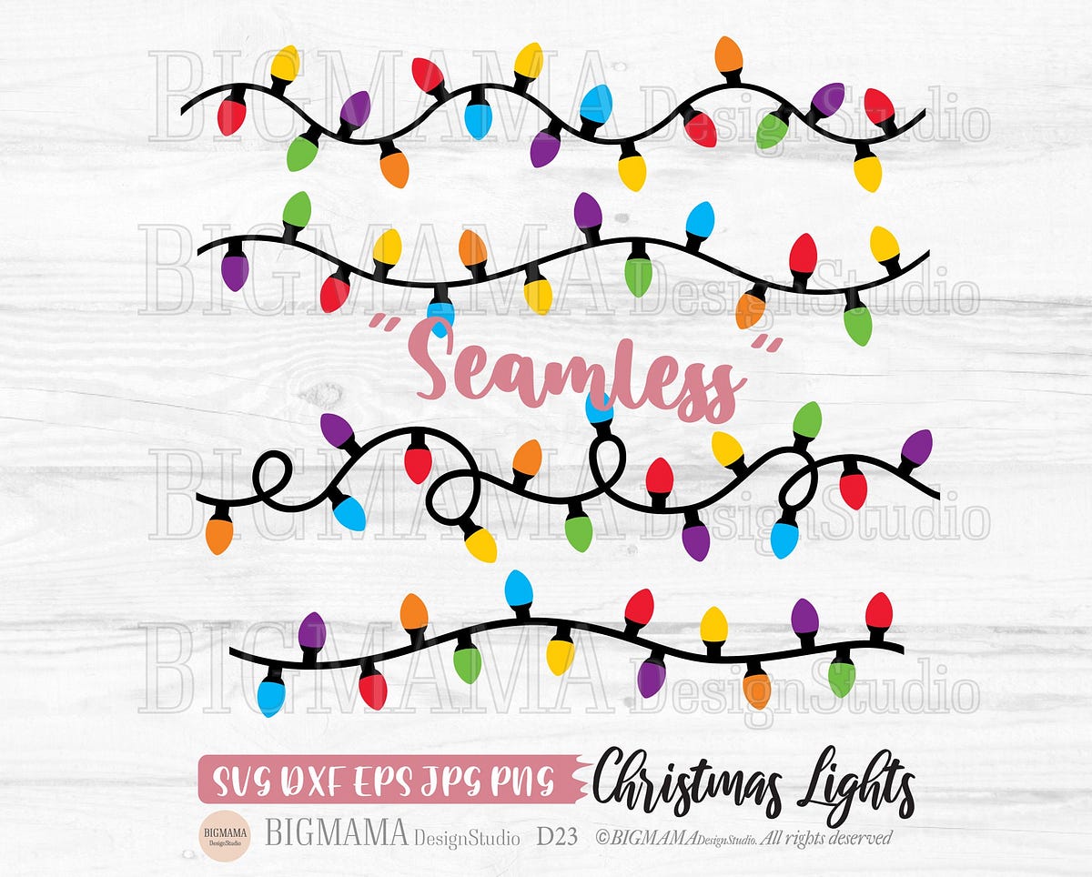Christmas Lights SVG,String,Seamless,Party,Xmas,DXF,Cut File,Holiday ...