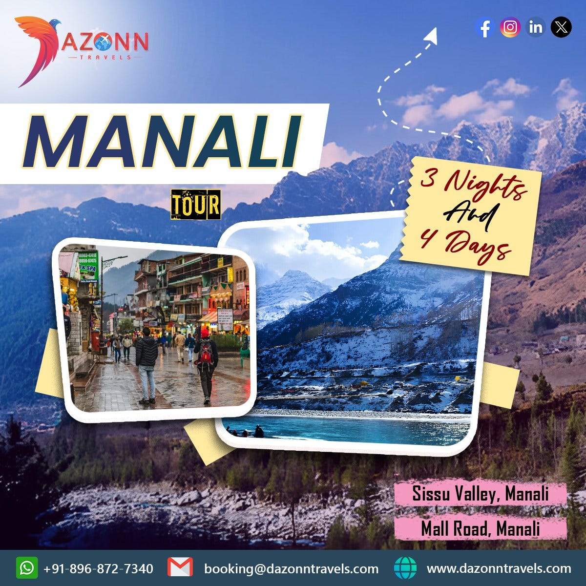 Manali Tour Package 3 Nights and 4 Days - Travelsdazonn - Medium