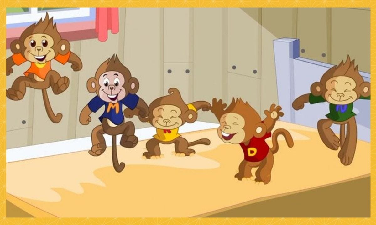 Five Little Monkeys Jumping On The Bed Nursery rhyme | by Birendra ...