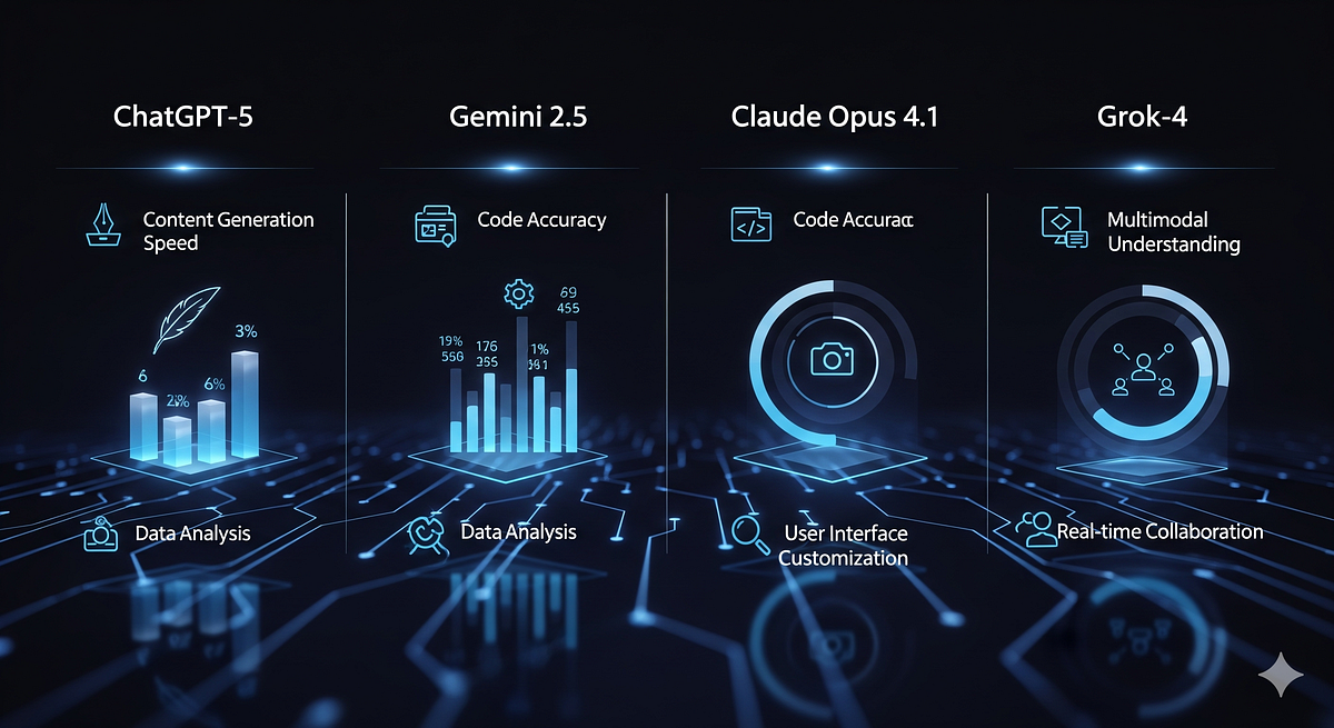 ChatGPT-5 vs. Gemini 2.5 vs. Claude Opus 4.1 vs. Grok-4 | by Gabriel ...