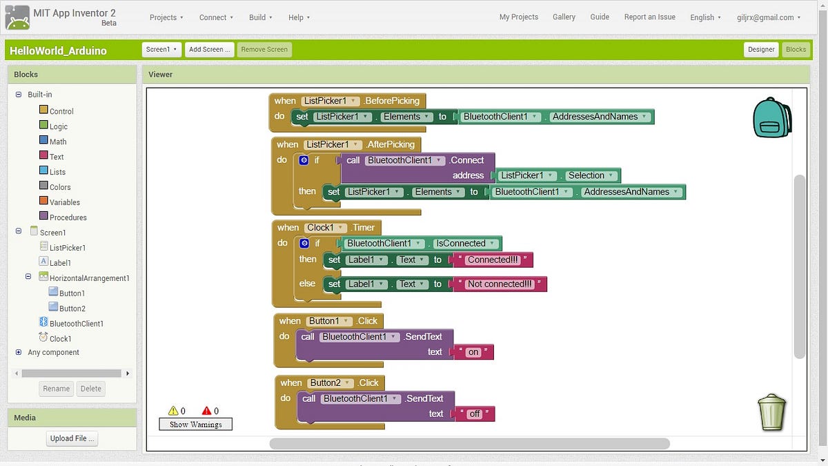 MITApp + Arduino + Bluetooth + Cell | by J3 | KidsTronics | Medium