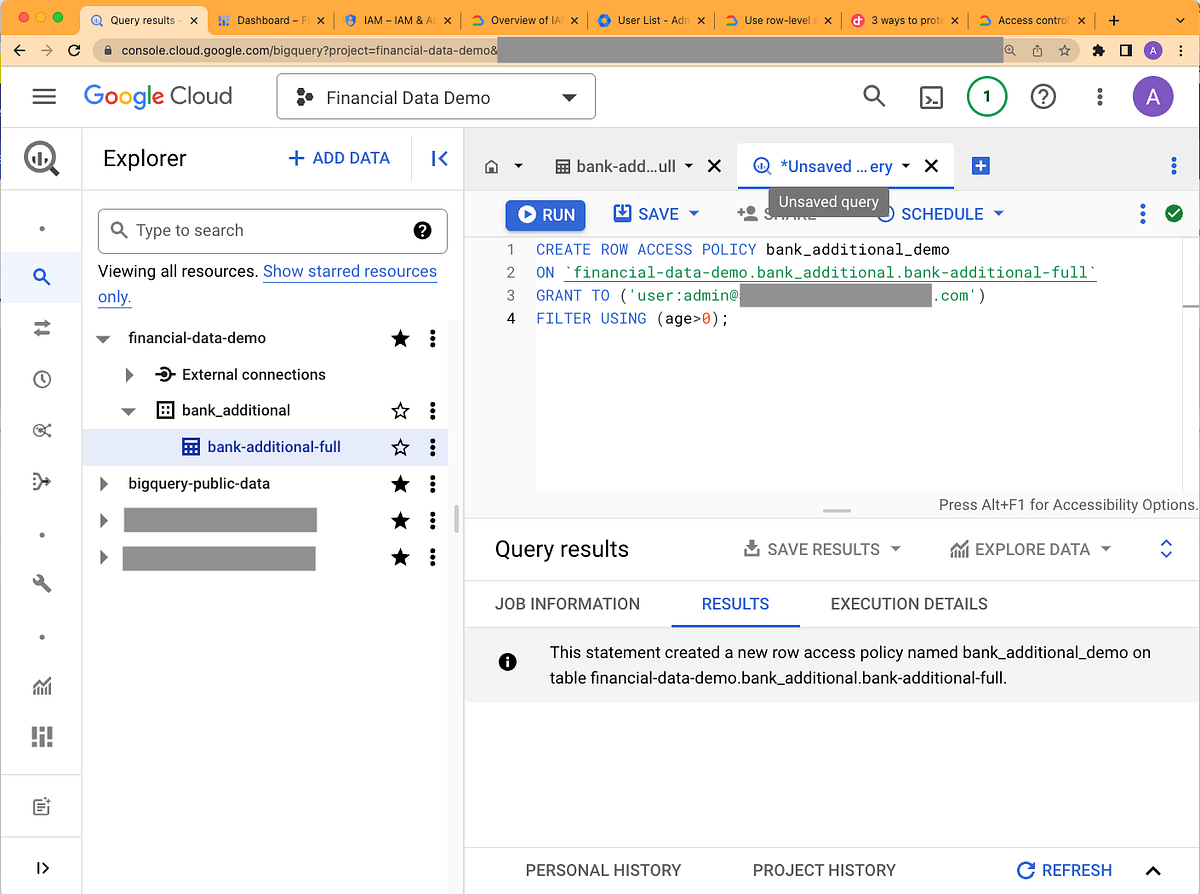 Using BigQuery Row Level Security on an Entire Table | by Aaron Blythe | Medium