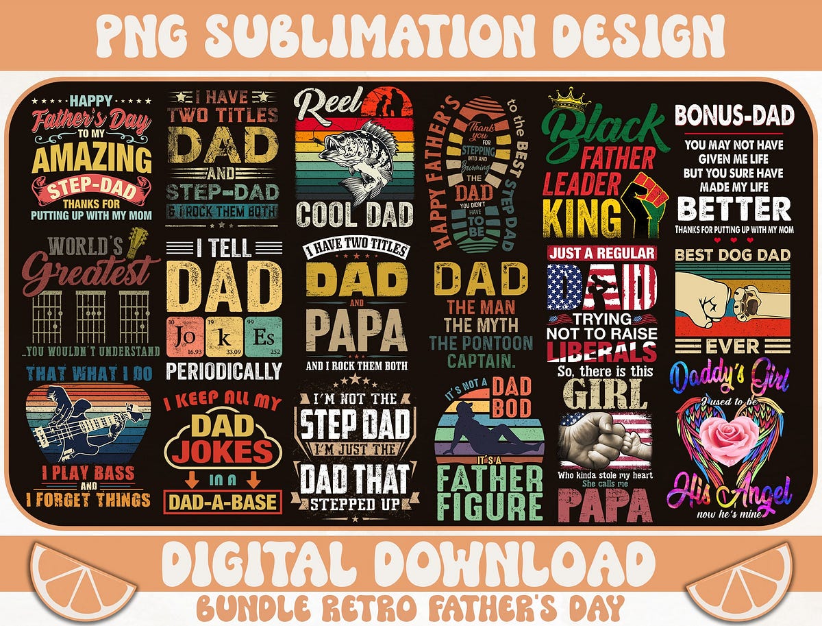 Dad Png Bundle, Fathers Day Png Bundle, Retro Dad Png, Png Clipart ...