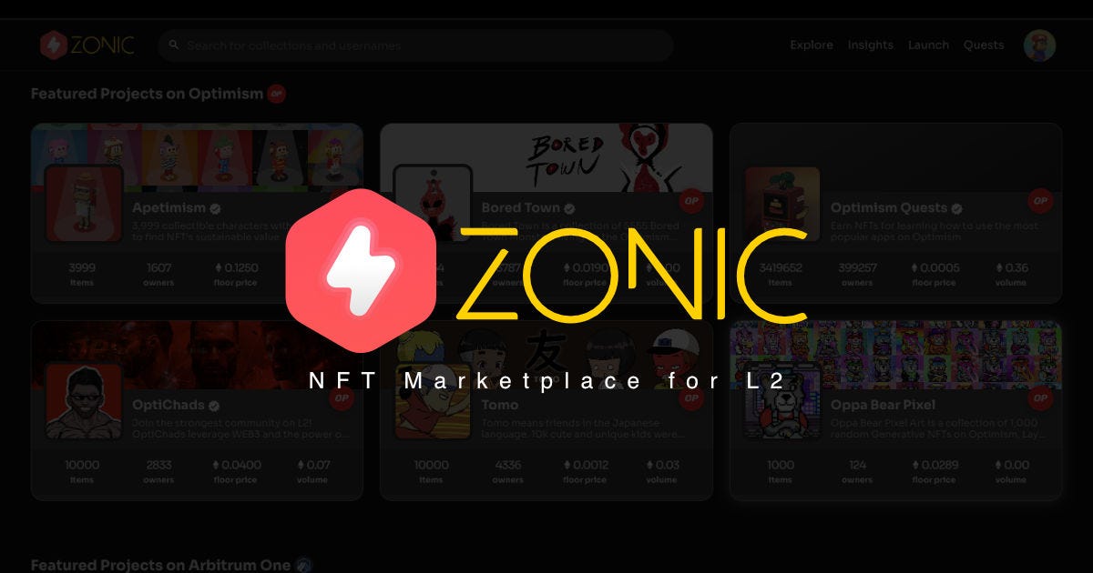 Zonic: NFT Marketplace for L2 is now officially launched! | by Zonic : NFT Marketplace for L2 ...