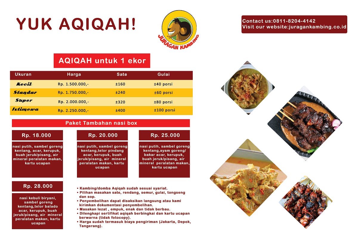 YUK AQIQAH call 0818–1820–4142 Menu Ukuran Aqiqah ...