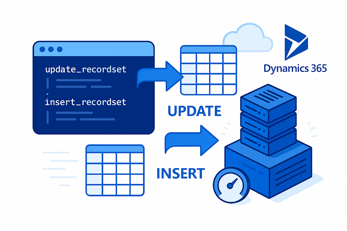 Set-based bulk insert & update in X++ (D365 F&O) with Query::update_recordset and Query::insert ...