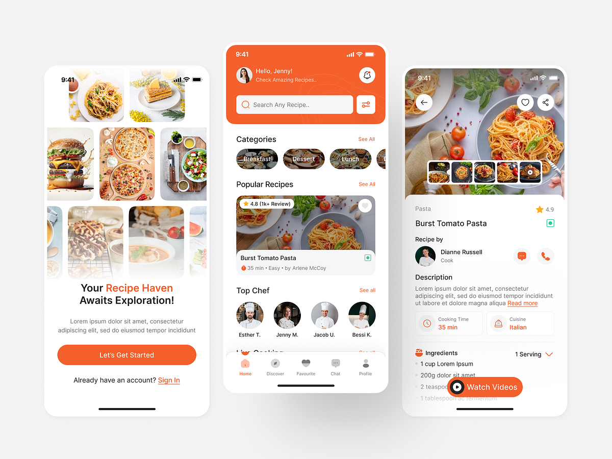 Food Recipe App UI Design | Recipe App UI Design | Cooking App UIUX | by Insightlancer | Medium