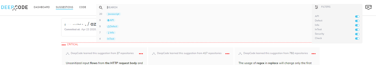 Smart Labeling of Suggestions. DeepCode tries to understand if the… | by Frank Fischer ...