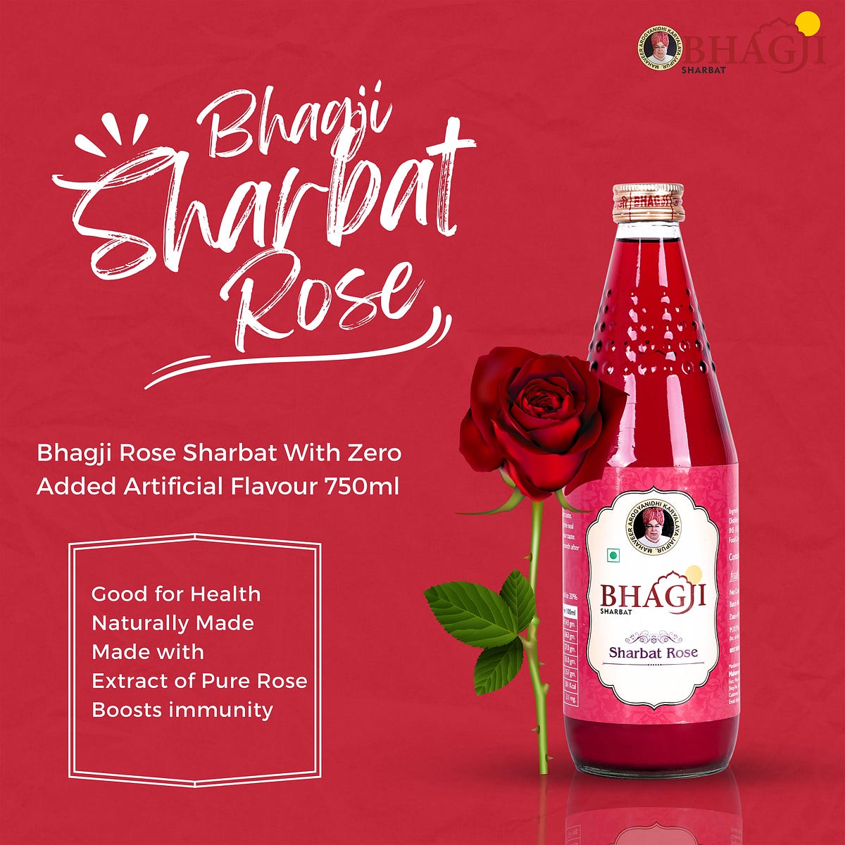 Bhagji Rose Sharbat - Bhagjisharbat - Medium
