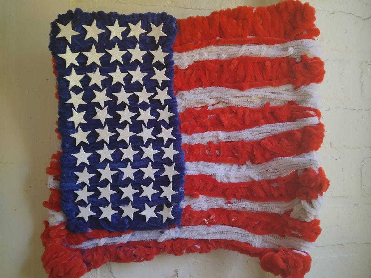 I created this country American flag, from chenille stems, to celebrate ...