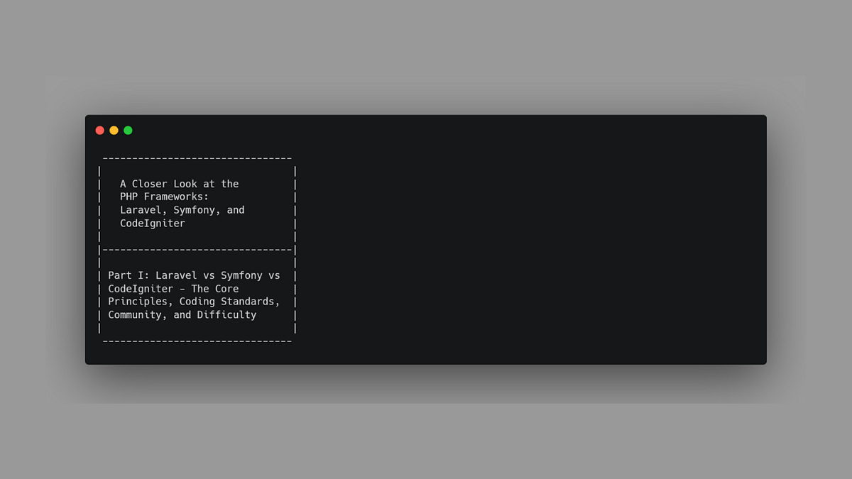 A Closer Look at the PHP Frameworks: Laravel, Symfony, and CodeIgniter | by Amar Beka | Mar ...