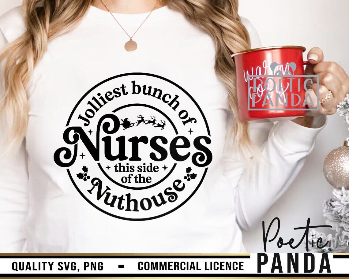 Jolliest Bunch of Nurses SVG PNG, Christmas Nurse Svg, Cna Svg ...