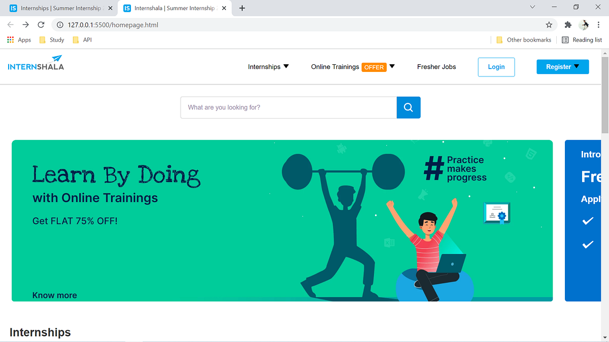 Internshala Clone:. This is the brief description of our… | by Rahul Agarwal | Medium