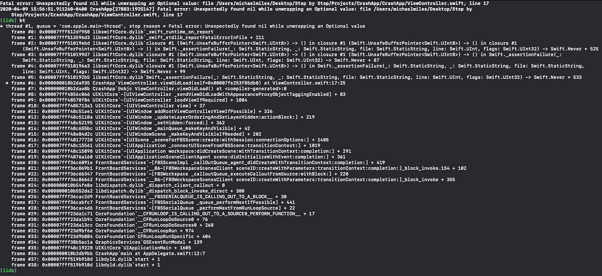 Understanding Crashes in iOS. The quick and dirty lowdown on iOS… | by Mobile App Mike | Medium